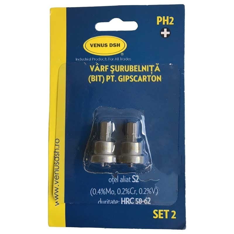 Biți, pentru gipscarton, PH2 x 25mm, set 2 buc • Silvesrom • Materiale ...